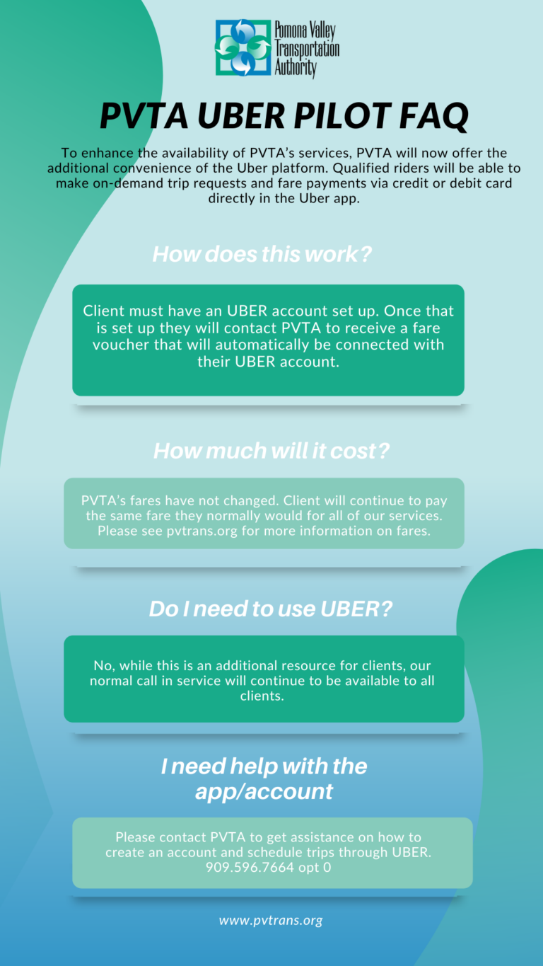 UBER PILOT PROGRAM FAQ – Pomona Valley Transportation Authority